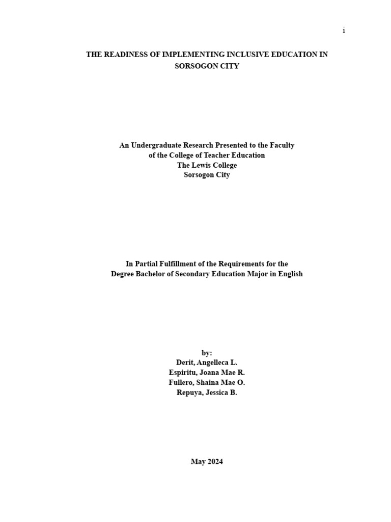 Front Page Research Example | PDF | Inclusion (Education ...