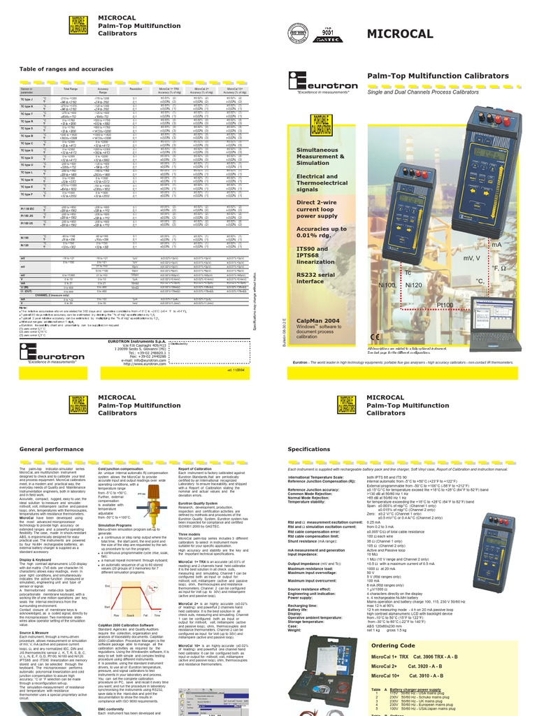 MicroCal Palm-Top | PDF | Calibration | Thermocouple