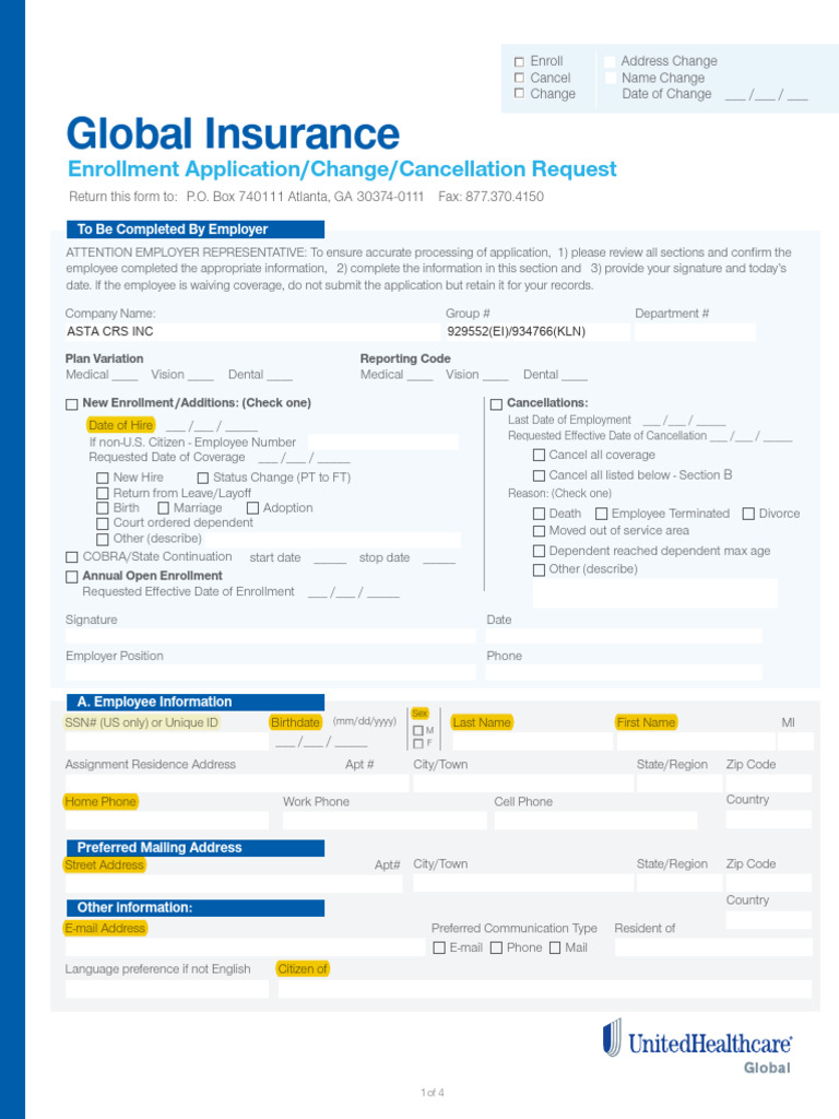 Asta Crs Uhcg Waiver Form | PDF | Insurance | Consolidated Omnibus ...