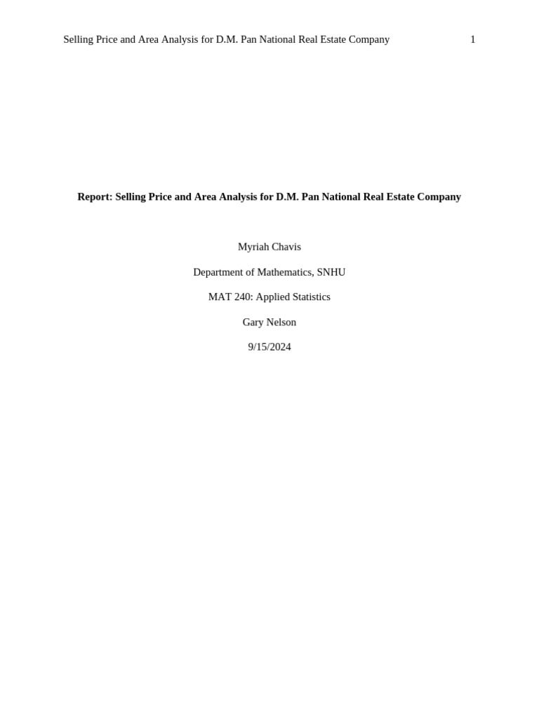 Selling Price Analysis for D.M. Pan Real Estate | PDF | Linear ...