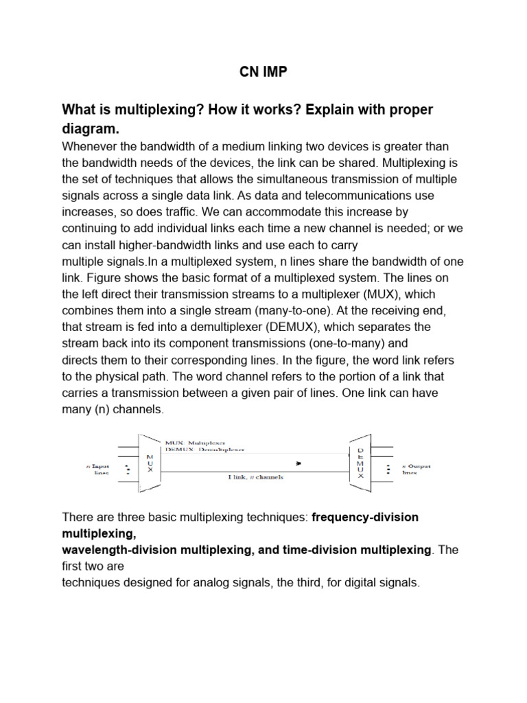 Understanding Multiplexing and Circuit Switching | PDF | Computer Network | Network Interface ...