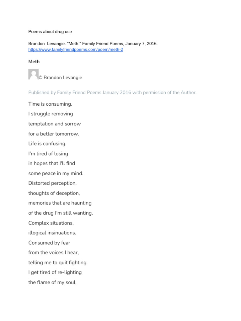 Poems About Drug Use | PDF | Self-Improvement | Poetry