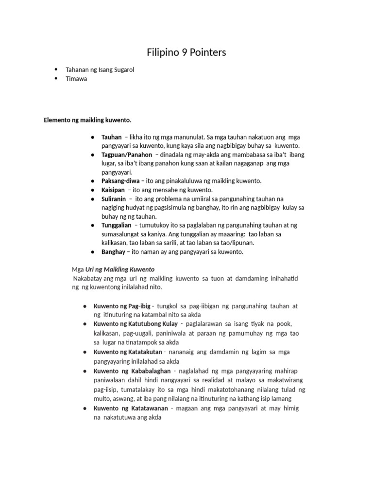 Filipino 9 Pointers | PDF