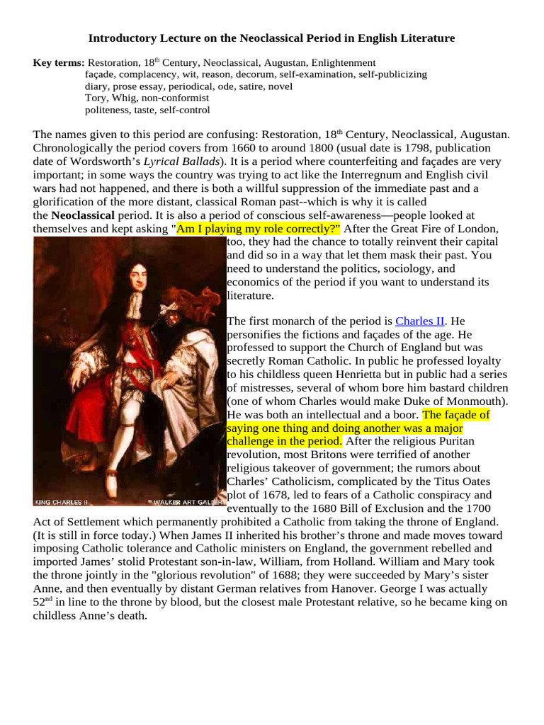 Neoclassical Literature & Society | PDF | Satire | Whigs (British ...