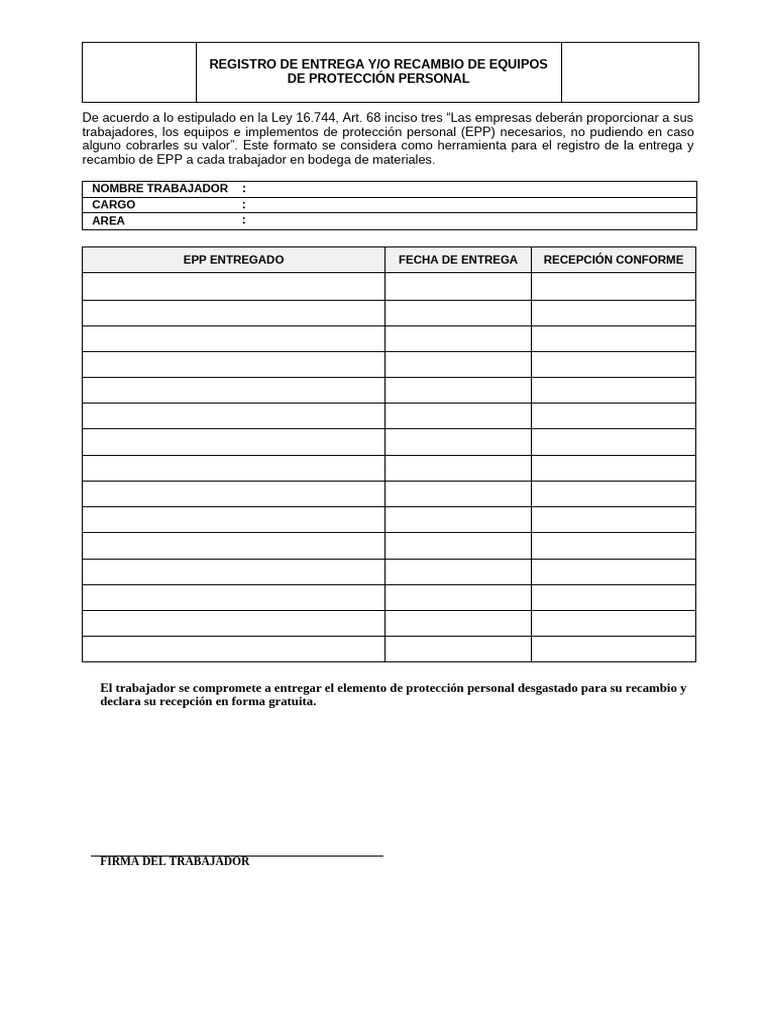 Registro de Entrega de EPP | PDF | Tecnología