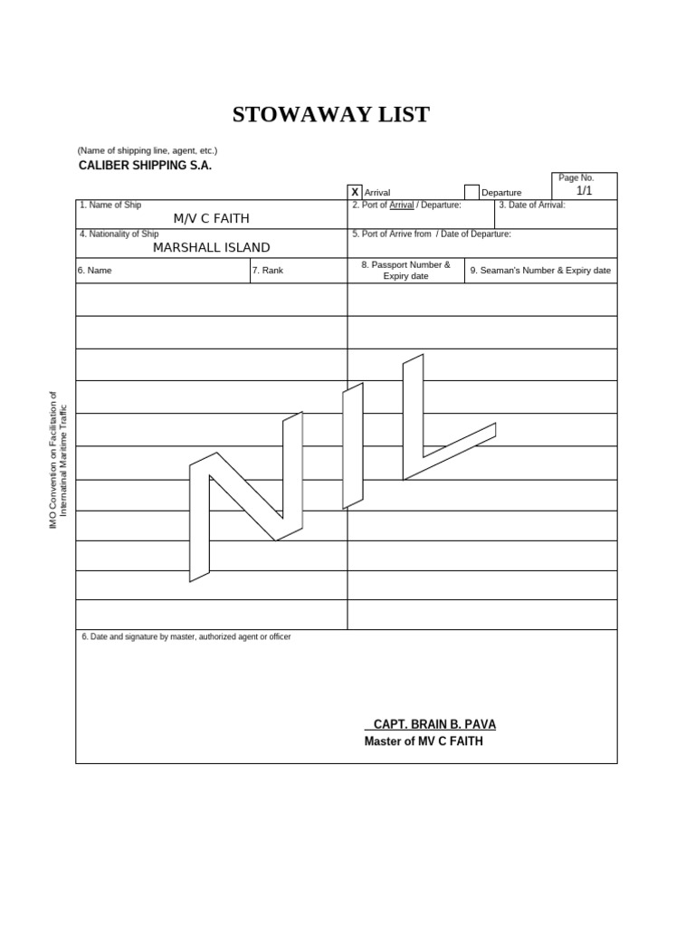 Stowaway List | PDF