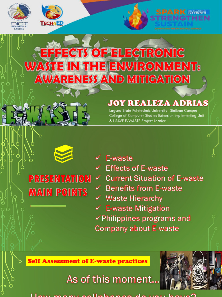 E Waste (WEEE) Presentation - LSPU - DICT | PDF | Electronic Waste | Corrosion