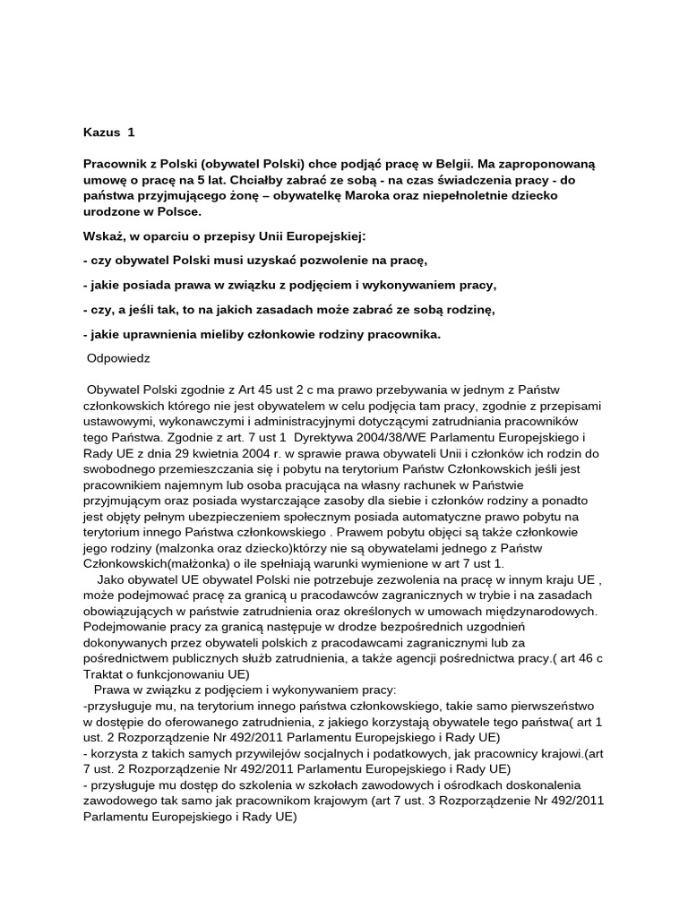 Cwiczenia Prawo Materialne UE | PDF