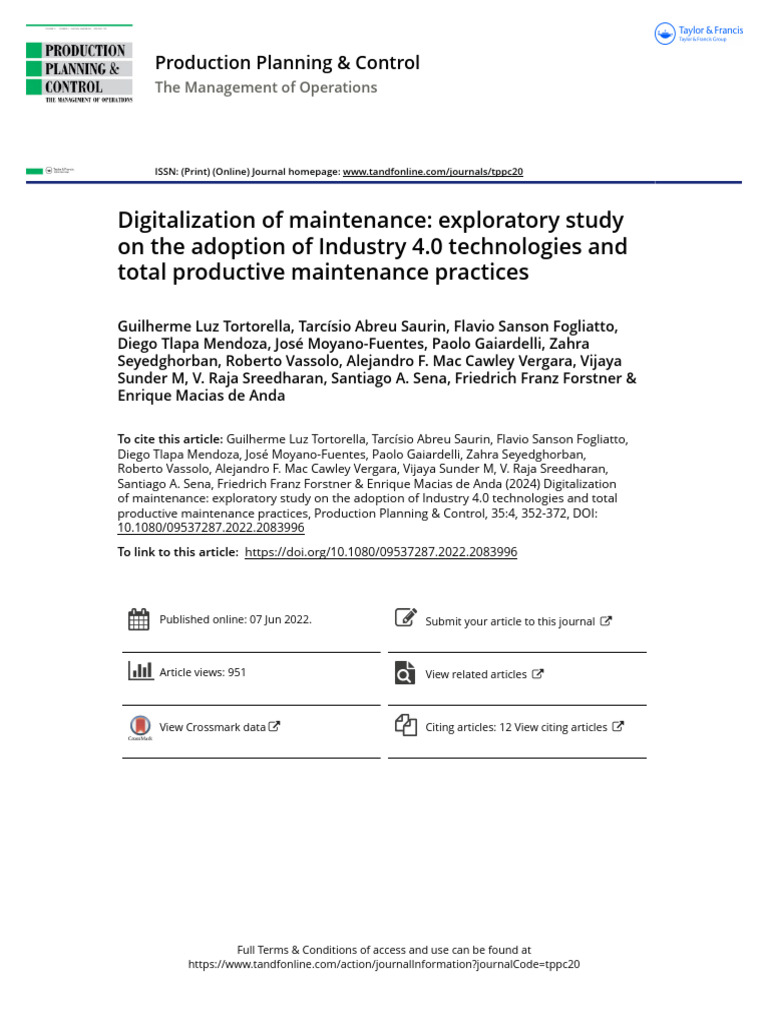 Digitalization of Maintenance Exploratory Study On The Adoption of ...