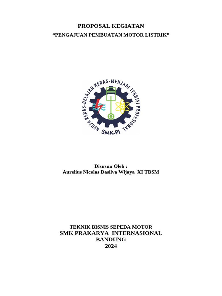 PROPOSAL KEGIATAN pembuatan motor listrik xi tbsm | PDF