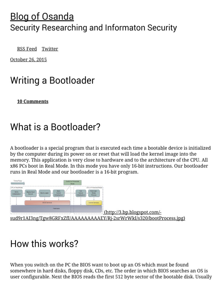 Writing A Bootloader Blog of Osanda | PDF | Booting | Bios