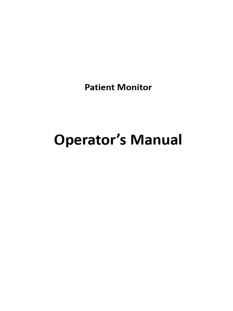 Patient Monitor User Manual | PDF | Artificial Cardiac Pacemaker ...