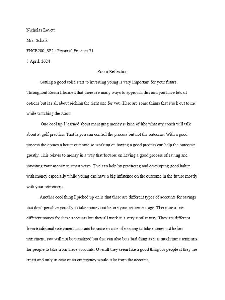 zoom reflection | PDF | Economies