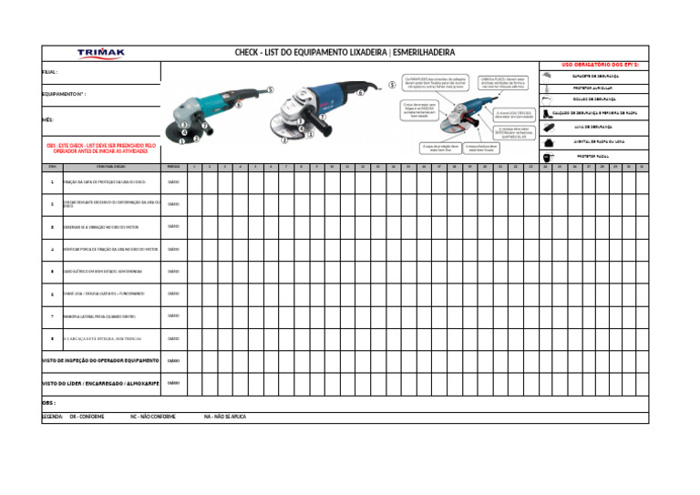 Check List Lixadeira | PDF