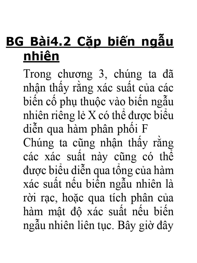 BG Bài4.2 Cặp Biến Ngẫu Nhiên | PDF