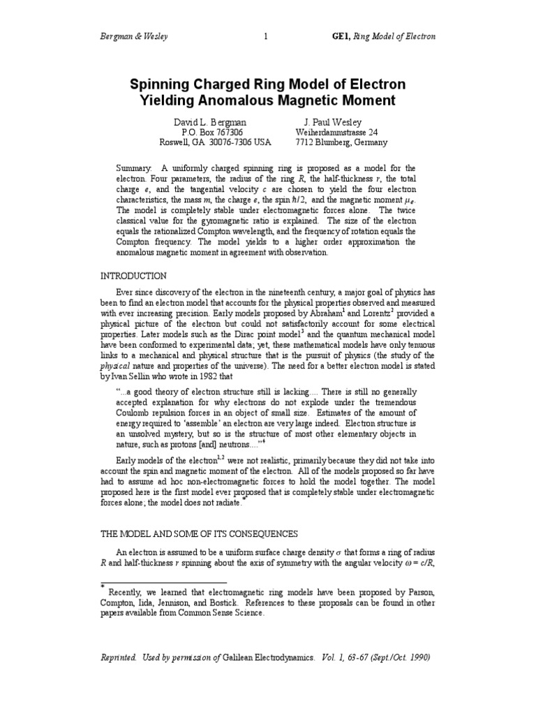 Spinning Ring Model for Electron | PDF | Spin (Physics) | Electron