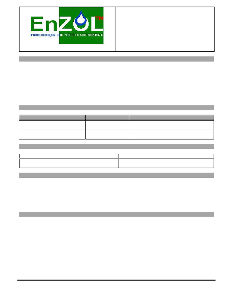MSDS Product EnZOL (March 2018) | PDF | Dangerous Goods | Water