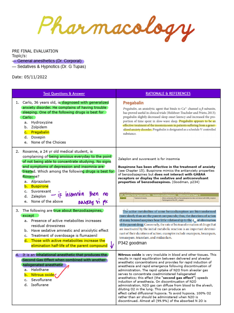 Pharma Reviewer | PDF | Anesthesia | Benzodiazepine