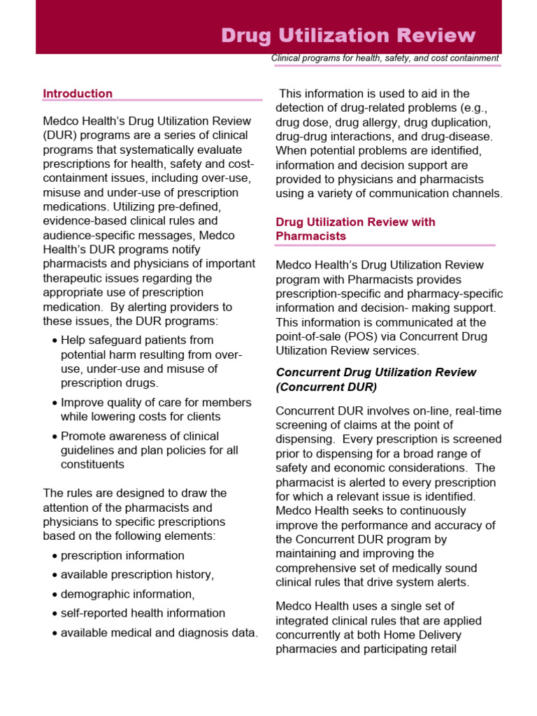 Drug Utilization Review | PDF | Pharmacy | Pharmacist