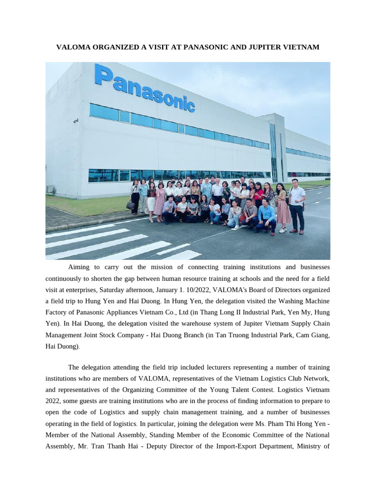Valoma Organized A Vision at Panasonic and Jupiter Vietnam | PDF ...