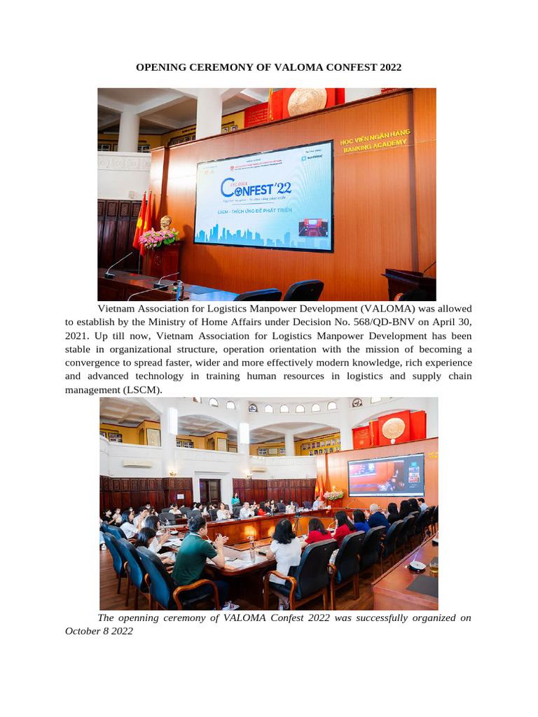 Opening Ceremony of Valoma Confest 2022 | PDF | Logistics | Economies