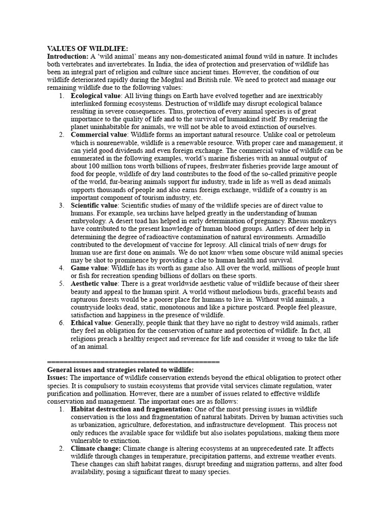 Values of Wildlife To Human Animal Conflict | PDF | Conservation ...