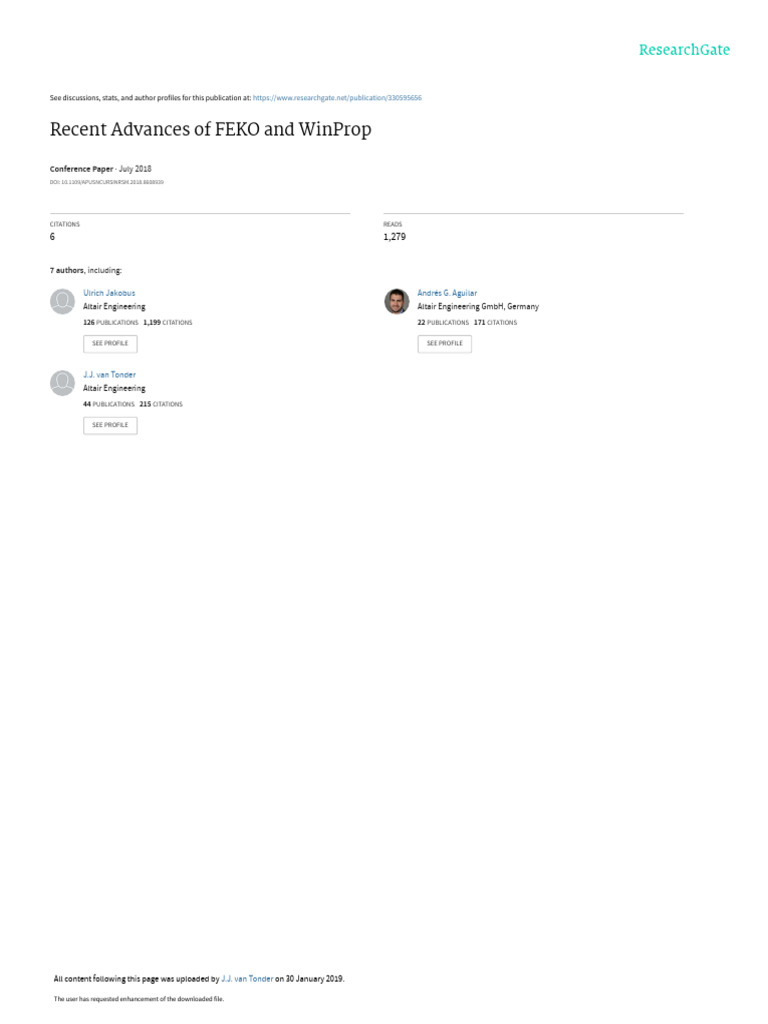 Paper - 2018 - Recent Advances of FEKO and WinProp | PDF | Finite ...