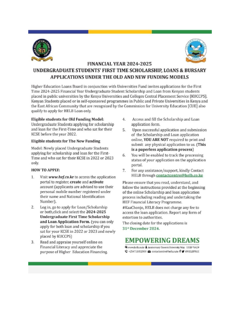 HELB - First Time Applicants 2024-2025 Advert | PDF