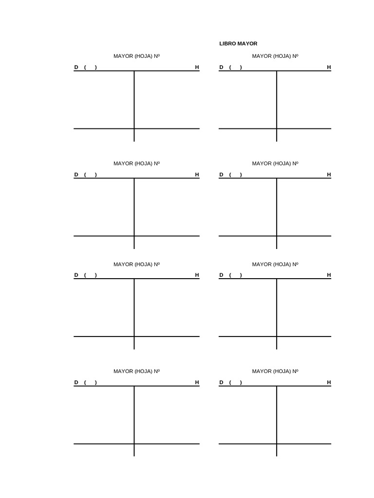 Plantilla Libro Mayor, B Comprobación, Aux Caja | PDF
