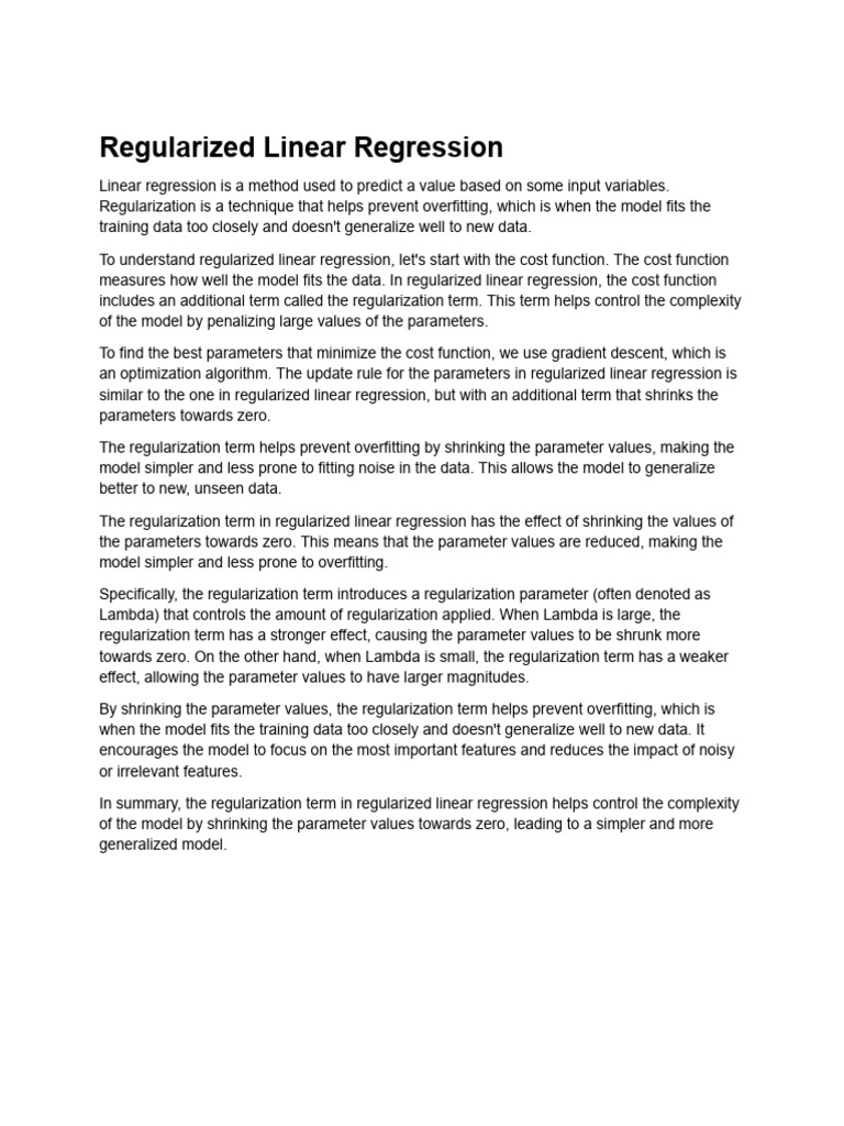 22 Regularized Linear Regression (Guide) | PDF