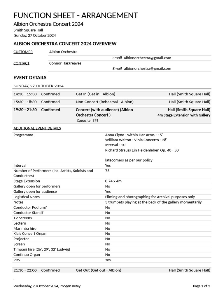Function Sheet - Arrangement - Albion Orchestra Concert 2024 (1439 ...