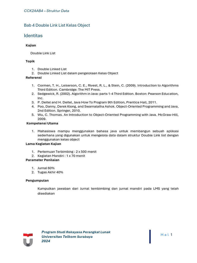 CCK1DAB4 - 04 - Double Linked List | PDF | Algorithms And Data Structures | Software Engineering
