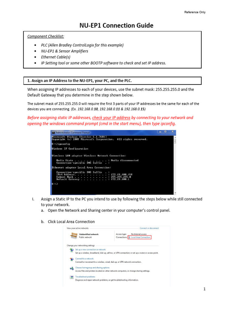 NU-EP1 Connection Guide | PDF | Ip Address | Programmable Logic Controller