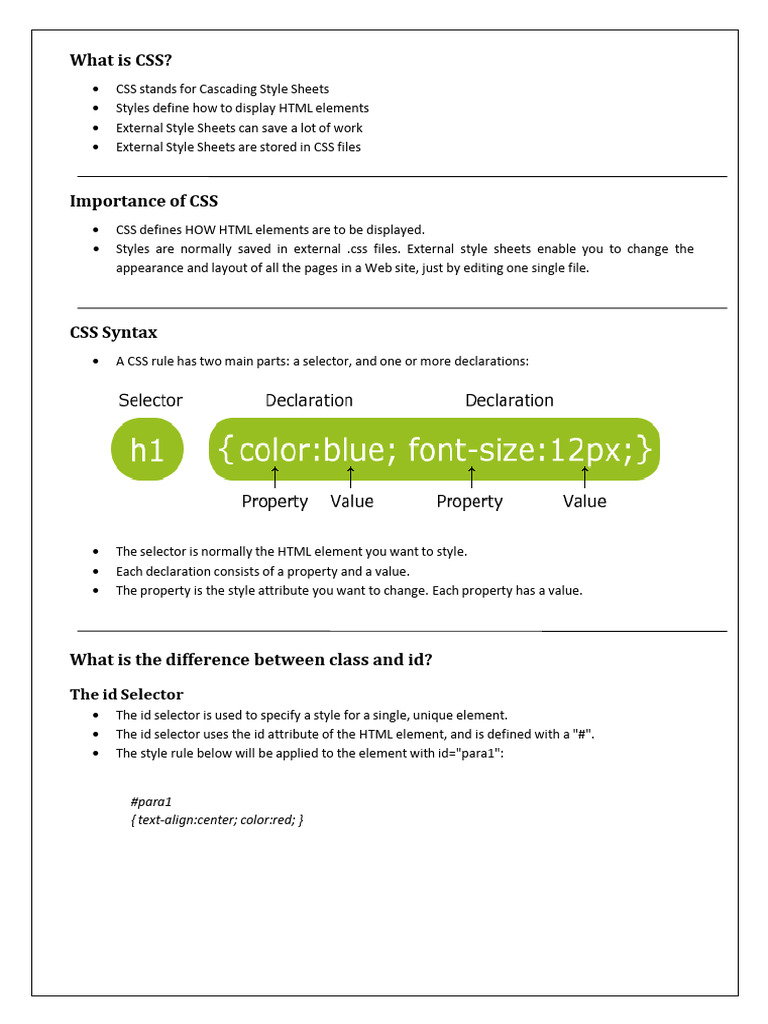 What Is CSS?: The Id Selector | PDF | Html | Typefaces
