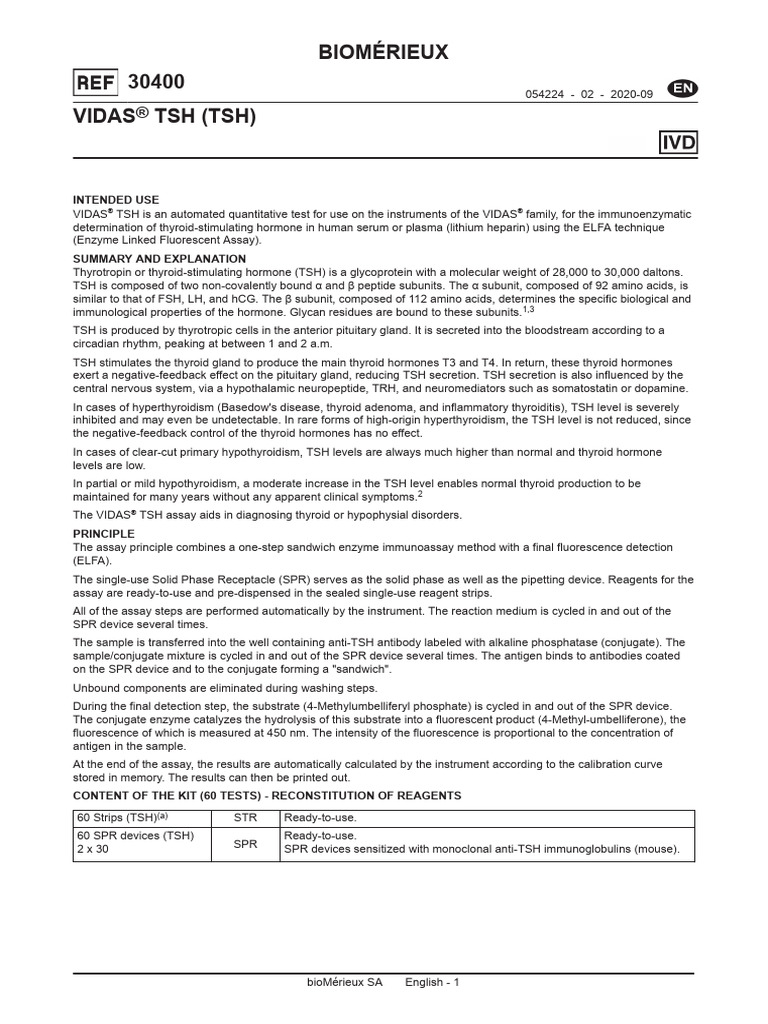 Package Insert - TSH | PDF | Thyroid Stimulating Hormone | Thyroid