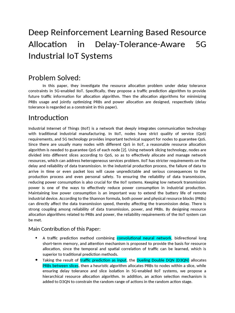 Deep Reinforcement Learning Based Resource Allocation in Delay | PDF | Quality Of Service ...