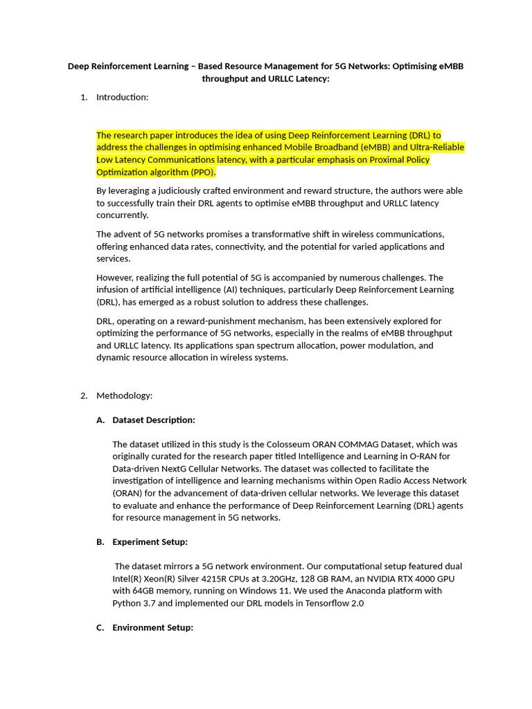 Using DRL To Optimize eMBB and Minimise DRLLC - SUMMARY | PDF ...