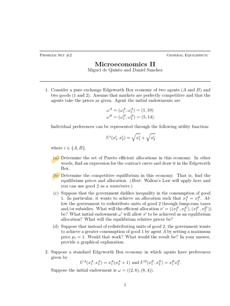 PSet 2 Questions | PDF | Market (Economics) | Economic Theories