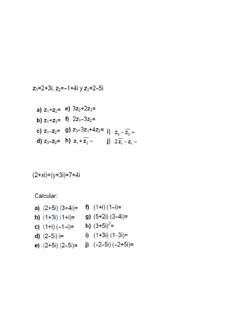 Exercícios Números Complexos | PDF