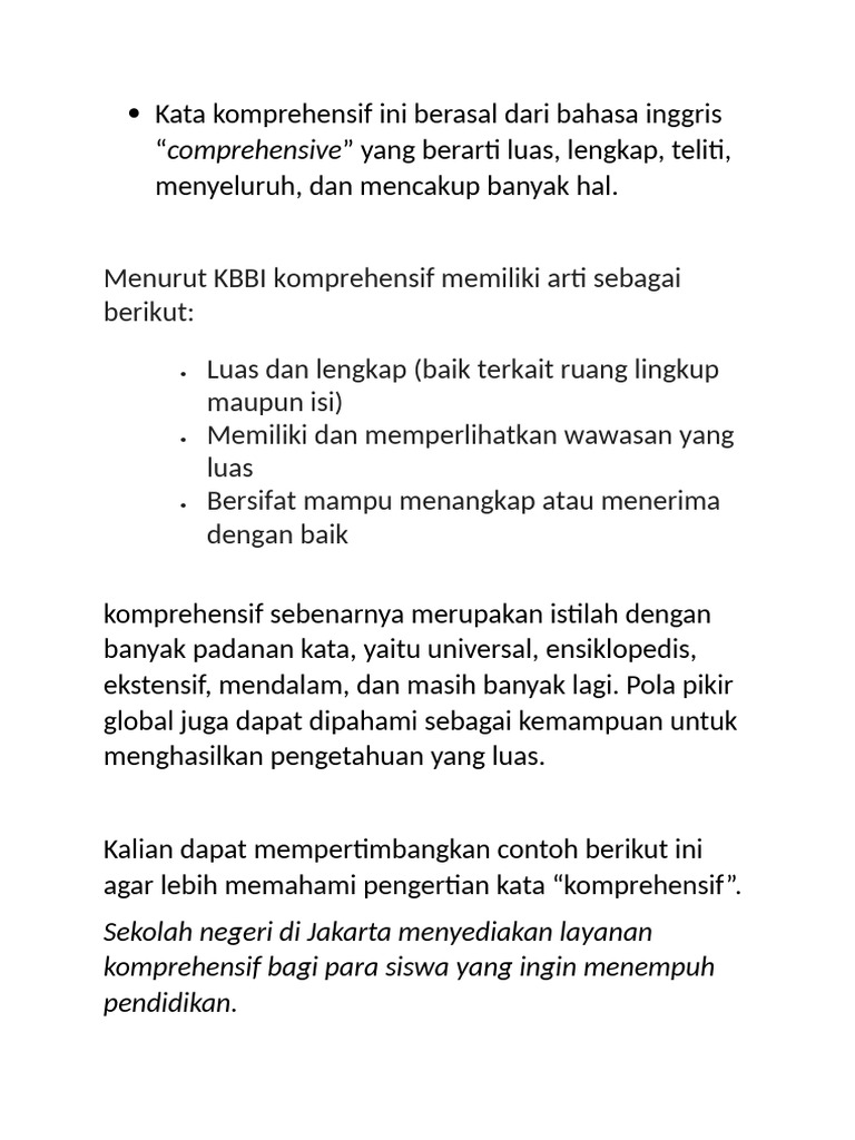 Arti dan Padanan Kata Komprehensif | PDF | Karier & Perkembangan