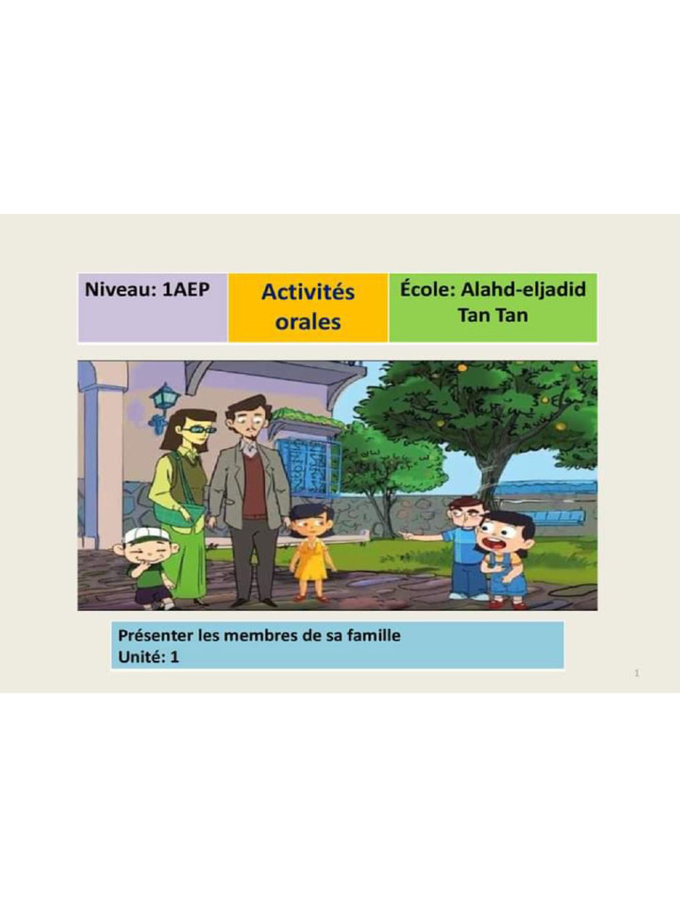 1AEP Activités Orales - Unité - 1 (Présenter Les Membres de Sa Famille ...