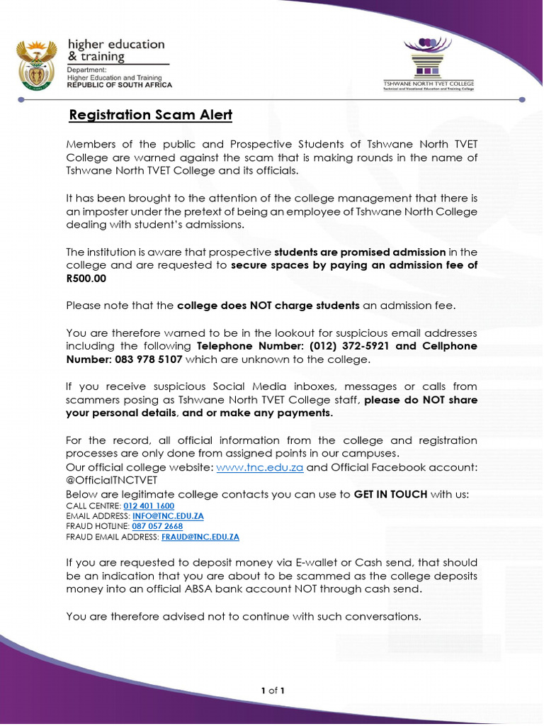 Registrations Scam Alert | PDF