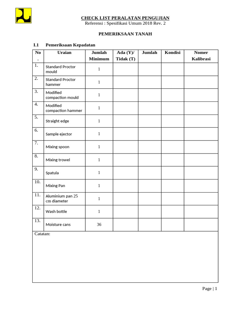 CheckList Alat Lab | PDF
