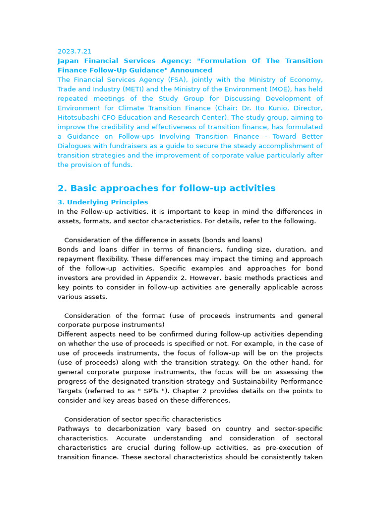 Japan's Transition Finance Guidance 2023 | PDF | Climate Change ...