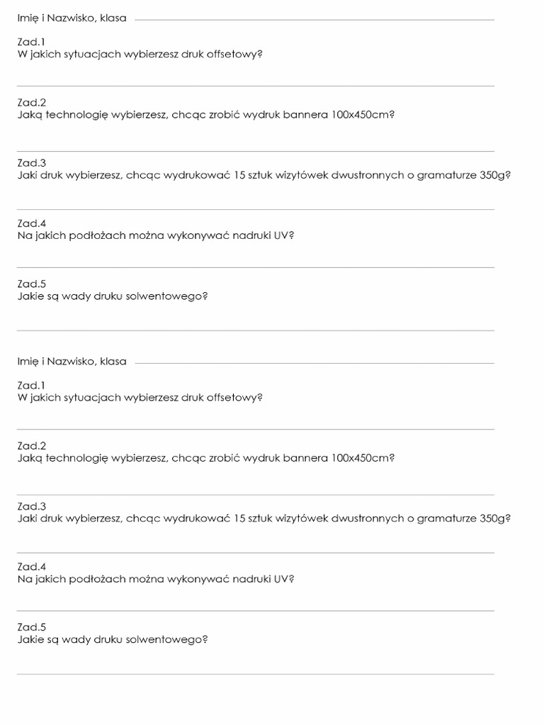 Kartkówka - Techniki Druku | PDF