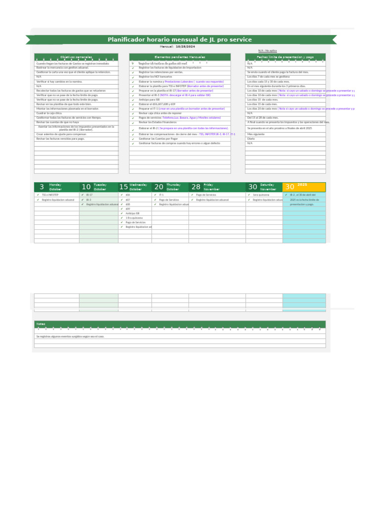 Planificador de Programación Semanal y Mensual | PDF