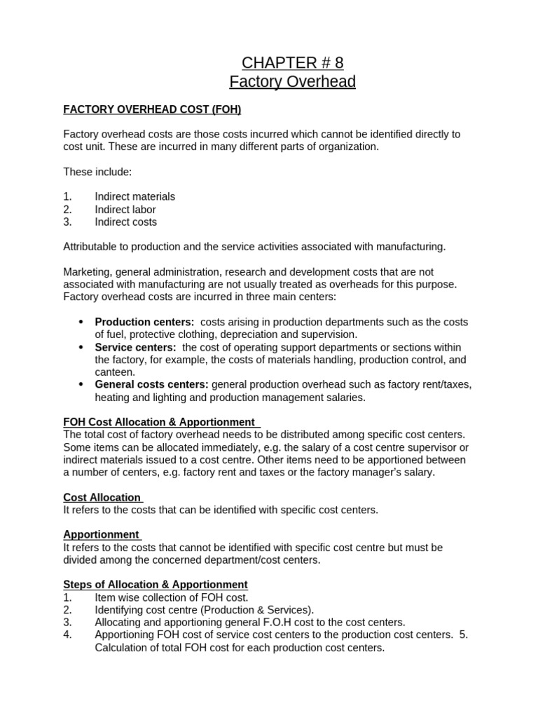 Understanding Factory Overhead Costs | PDF | Cost | Cost Of Goods Sold