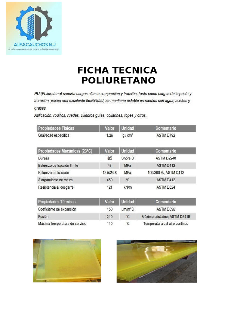 Ficha Tecnica Poliuretano Pu | PDF