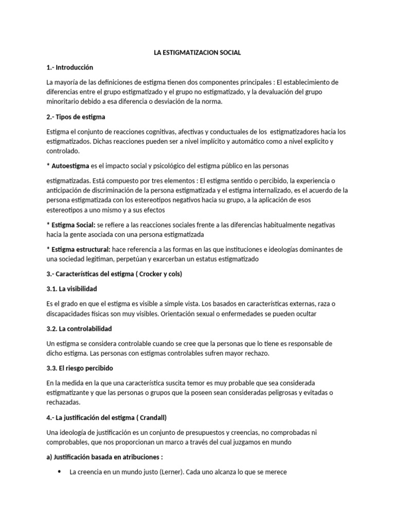 Estigmatizacion Social | PDF | Estigma social | Discriminación