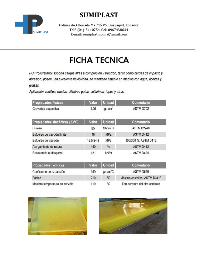 Ficha Tecnica Poliuretano Pu | PDF